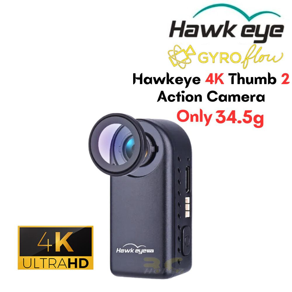 Hawkeye 4K Thumb 2 Action Camera 12MP 4K FOV 170 Degree 34.5g Support ...