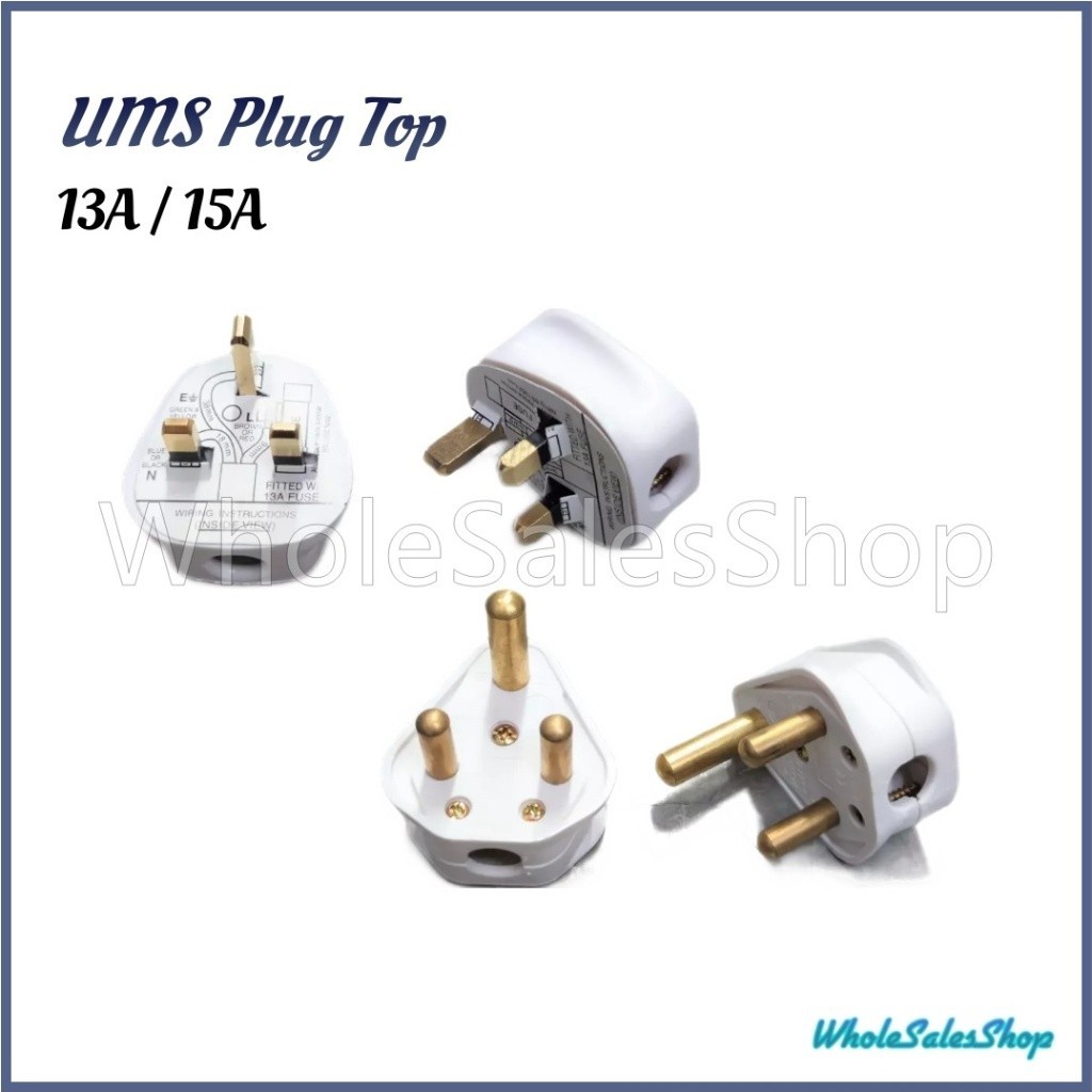 UMS 13A [130] 3 Pin Bakelite Plug Top / UMS 15A [PT150R] Unfused Plug ...