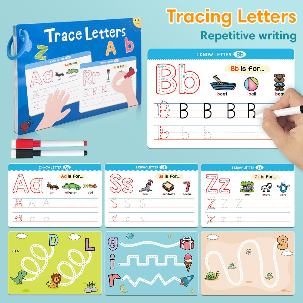 Dry Erase 26 Letters English Flash Cards for Kids Baby Preschool ...