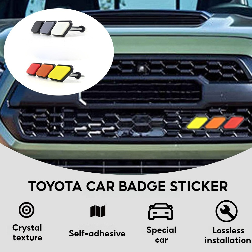Car Front Hood Grill Emblem Tri-color 3 Grille Badge Emblem For Toyota ...