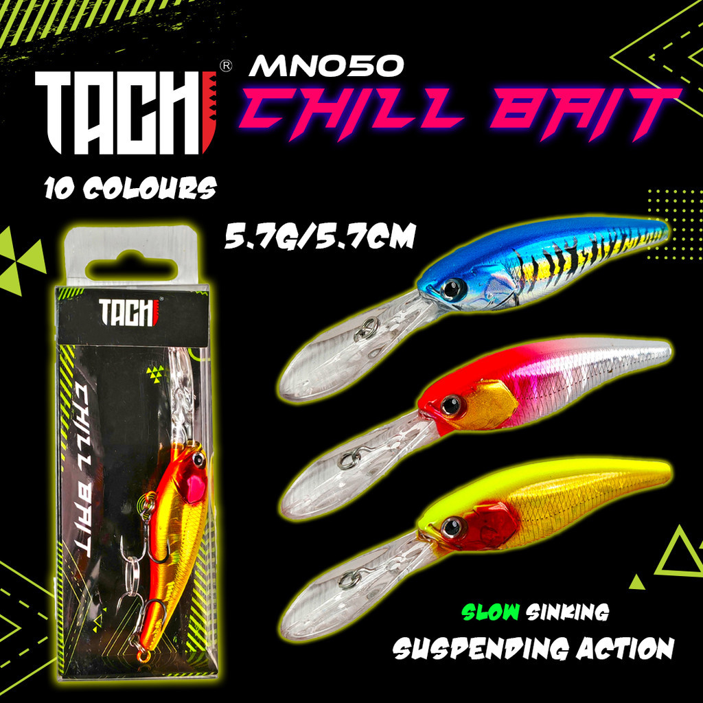 TACHI Chill Bait Slow Sinking Minnow 5.7cm/5.7g Gewang Fishing Lure ...