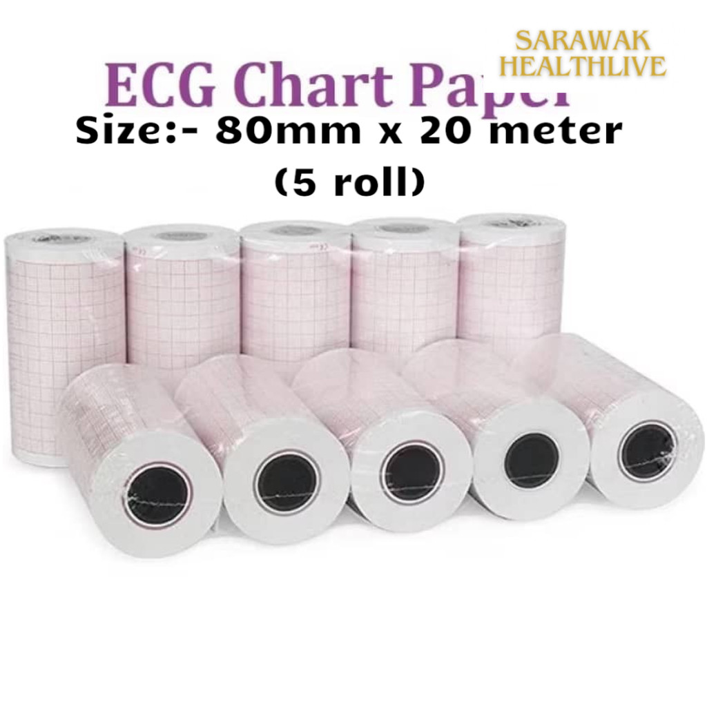 Professional ECG Paper 80mm x 20M (5 Roll) for ECG Machine | Shopee ...