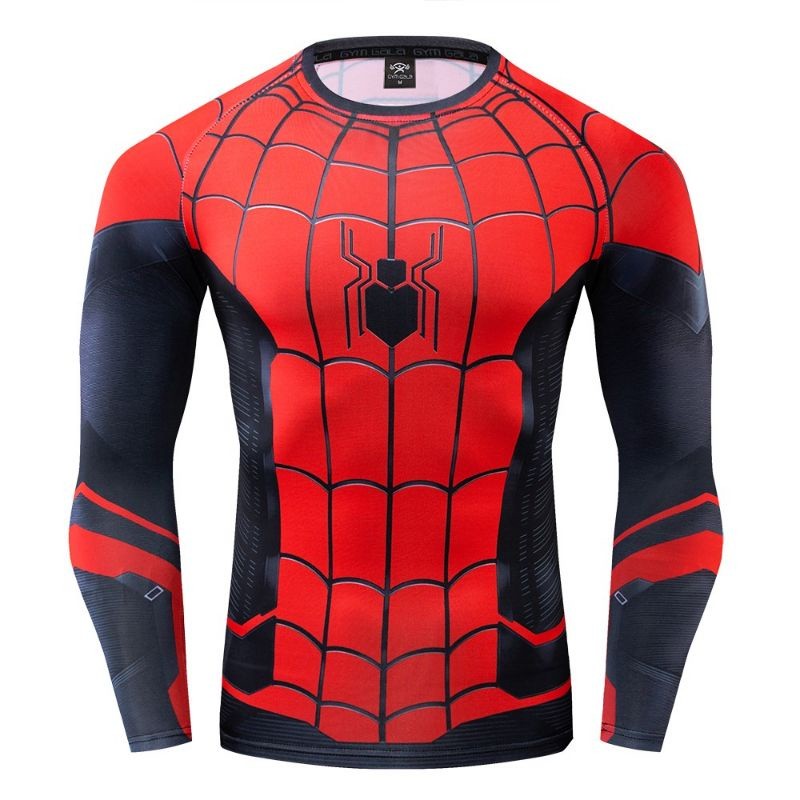 Man quick dry long sleeve compression shirt tight T-shirt spider-man 3D ...