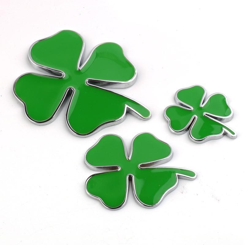 Car Sticker Metal Personality Alpha Four-leaf Clover Car Logo Sideways ...