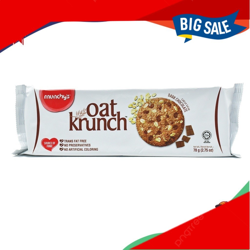 Biskut Oat Coklat Munchy's Oat Krunch Dark Chocolate (78g) | Shopee ...