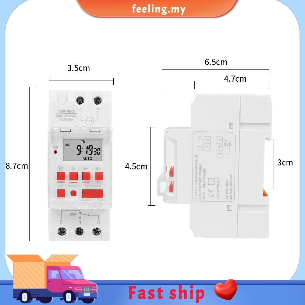 Sinotimer 30A High Load 85-265VAC 7 Days Digital Programmable Timer Switch | Shopee Malaysia