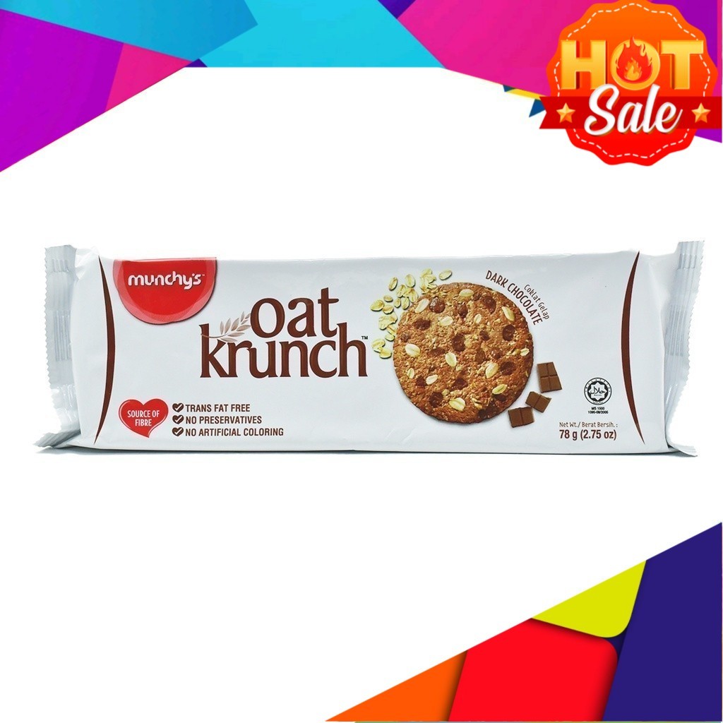 Biskut Oat Coklat Munchy's Oat Krunch Dark Chocolate (78g) | Shopee ...