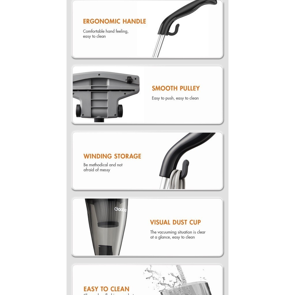 Gaabor 16000PA Vacuum Cleaner Corded Tornado System Multi-Filtration ...
