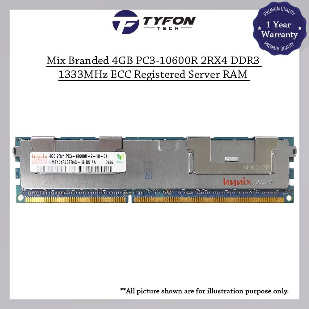Mix Branded 4GB PC3-10600R 2RX4 DDR3 1333MHz ECC Registered Server RAM ...