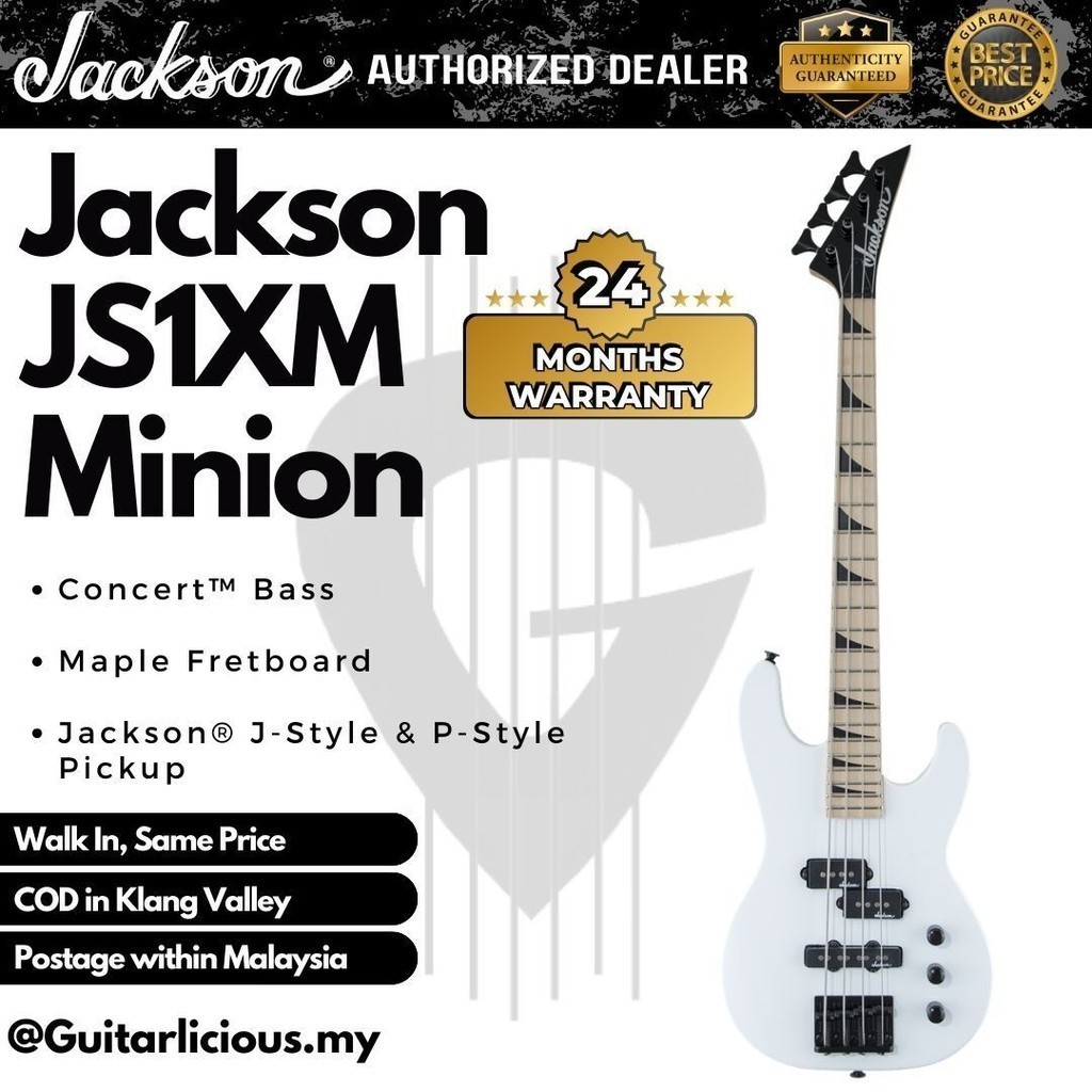 Jackson JS Series Concert Bass Minion JS1XM Guitar, Maple FB , Snow ...