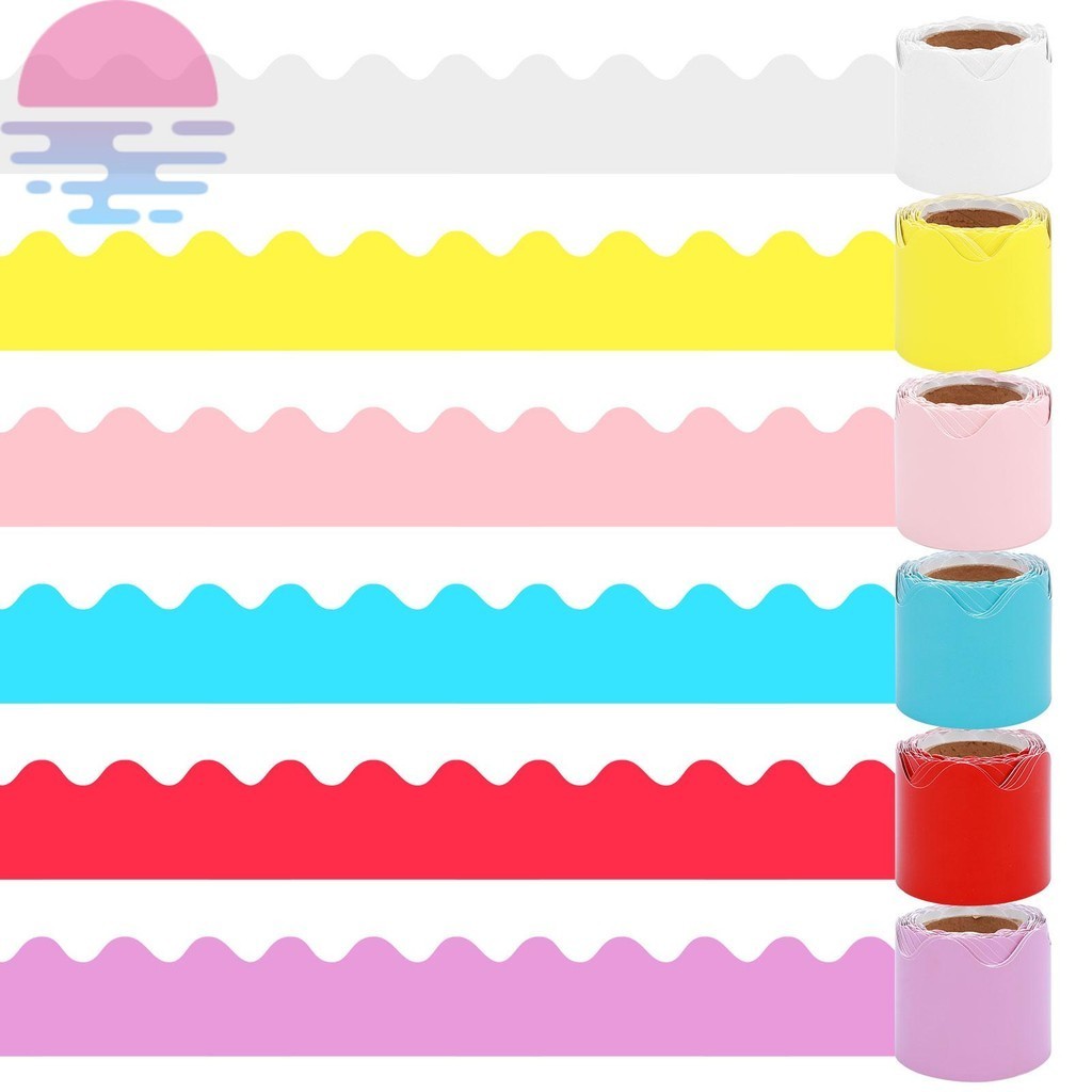 6 Rolls 196.8 ft Colorful Classroom Bulletin Board Borders Wavy ...