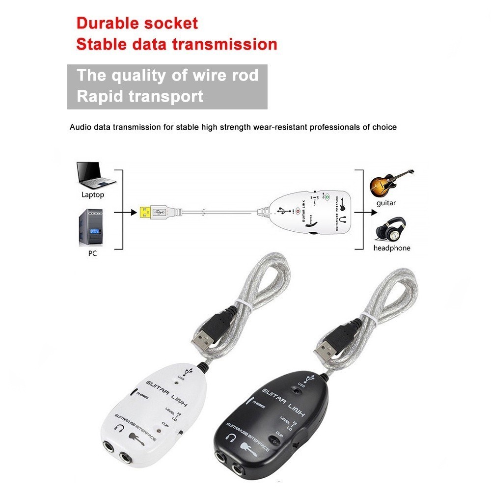 Guitar to USB Interface Link Cable Adapter Audio Connector Recorder for ...