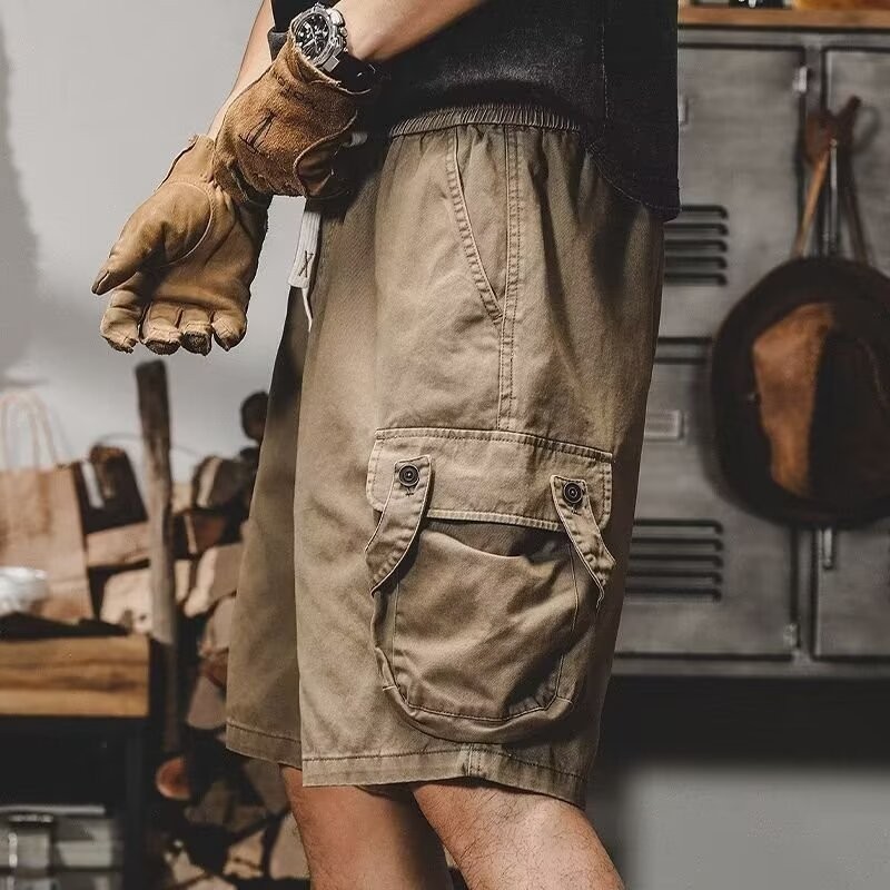 M-8XL American Fat Man Plus Size Cargo Shorts Men Loose Causal Khaki ...