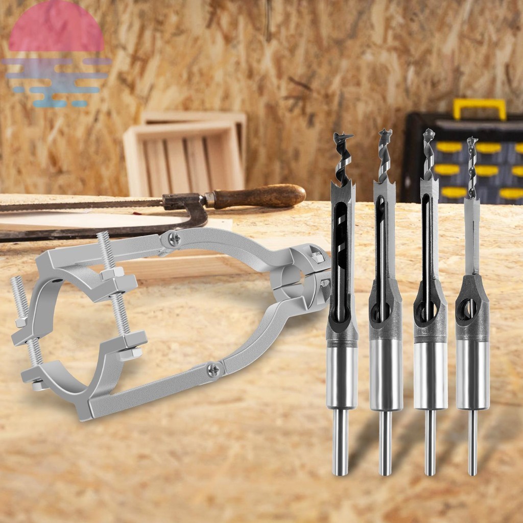 Square Hole Drill Bit Adapter with 4 Drill Bits Carbide Square Hole ...
