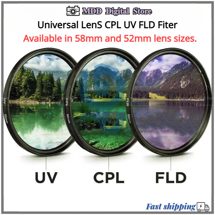 Universal Lens Filter CPL UV FLD Filter Lens Protector 52MM 58MM For ...