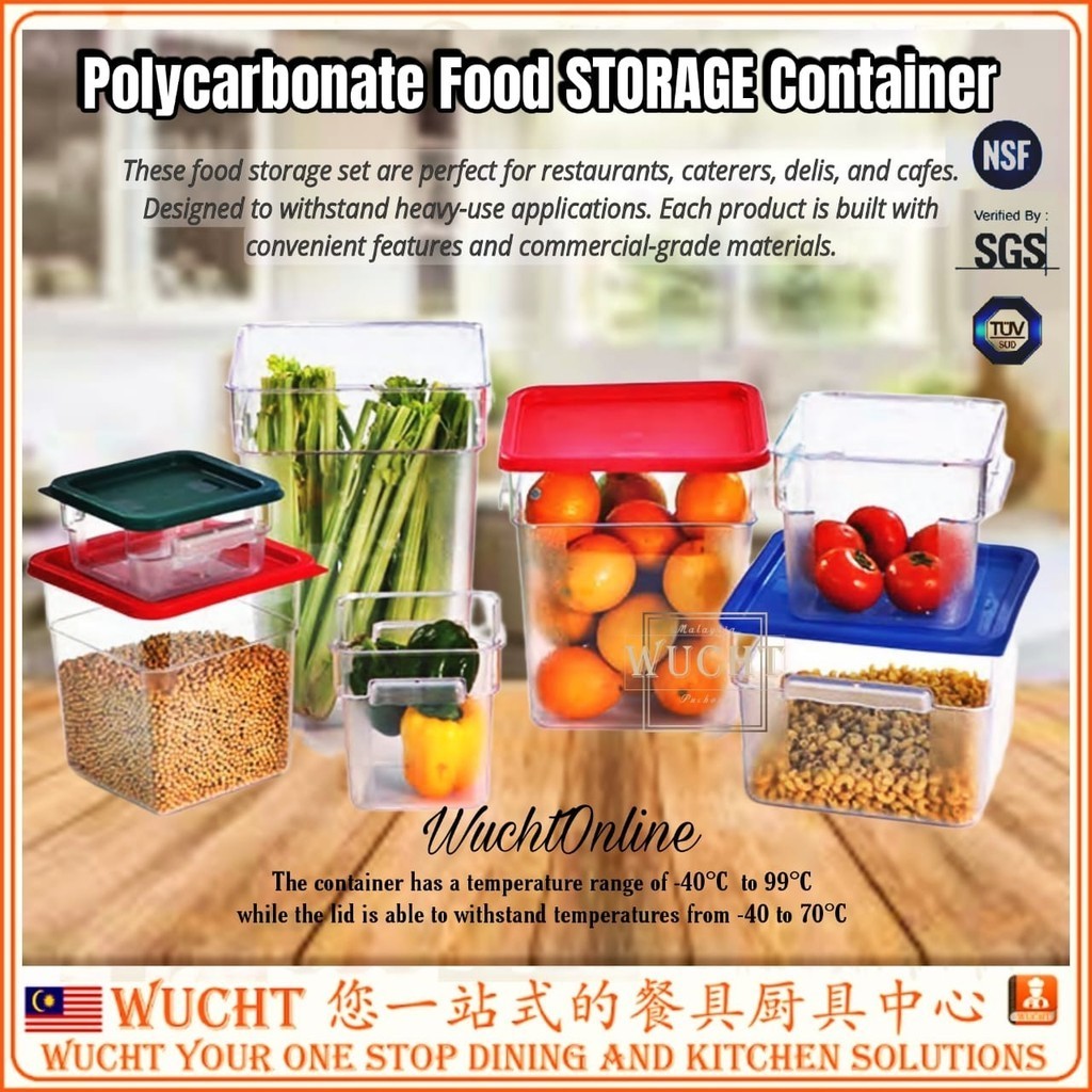 【WUCHT】PC Food Storage Box Clear Square Polycarbonate Food Storage ...