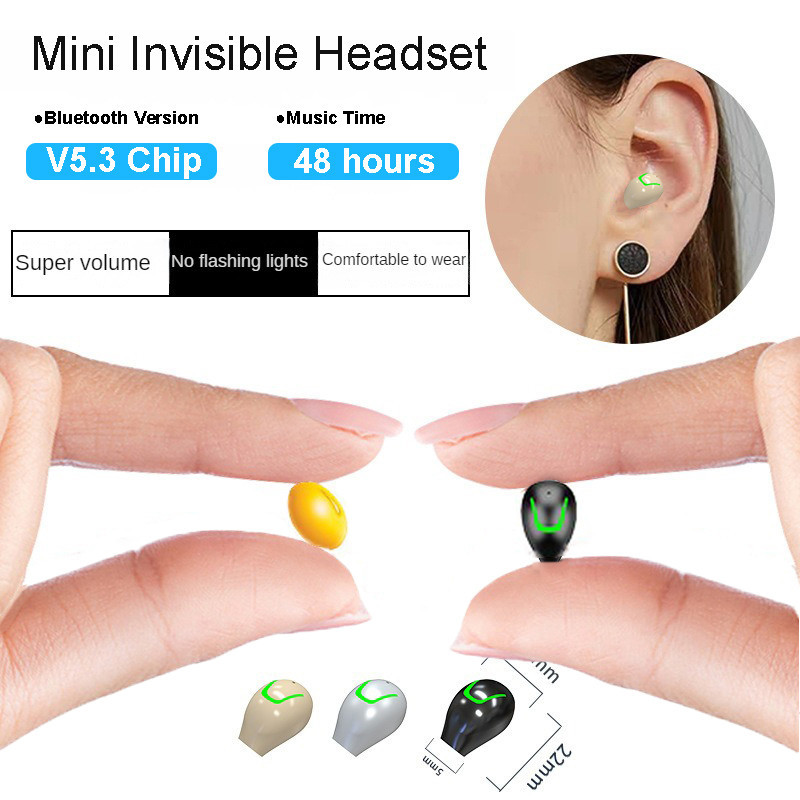 Mini Invisible Headset Bluetooth 5.3 in-ear Earphone TWS Wireless ...