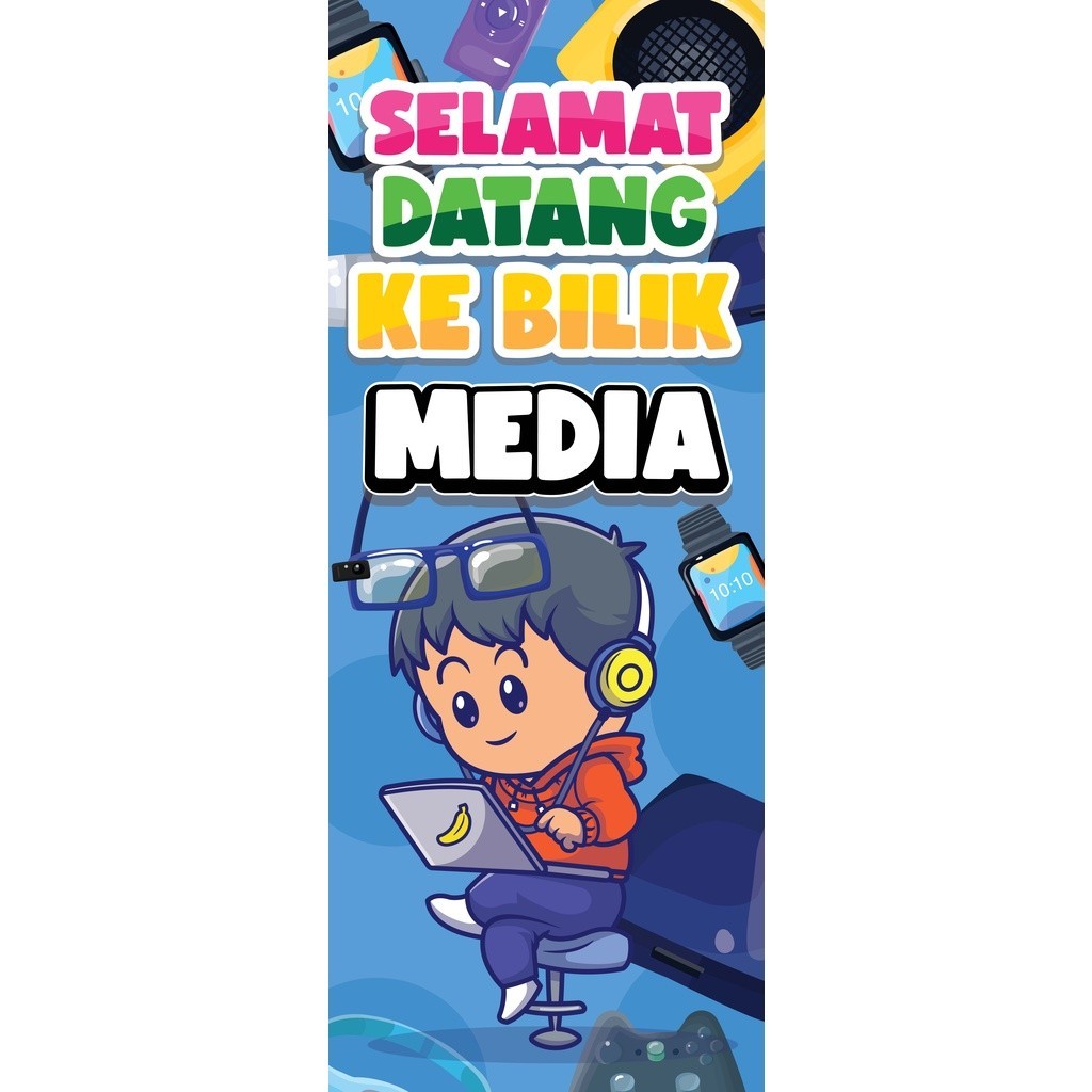 BUNTING SELAMAT DATANG KE BILIK MEDIA/SET KECERIAAN SEKOLAH - 5 PILIHAN ...