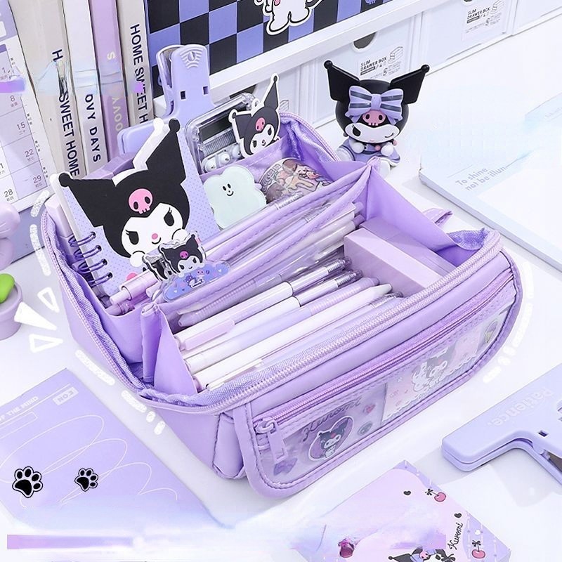 Cute Kuromi Pencil Case 9 Layer Sanrio Stationery for Junior High ...