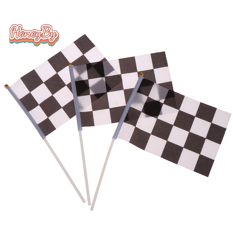 honeybird 10Pcs Black And White Square Hand Flag Racer Waving Flag ...