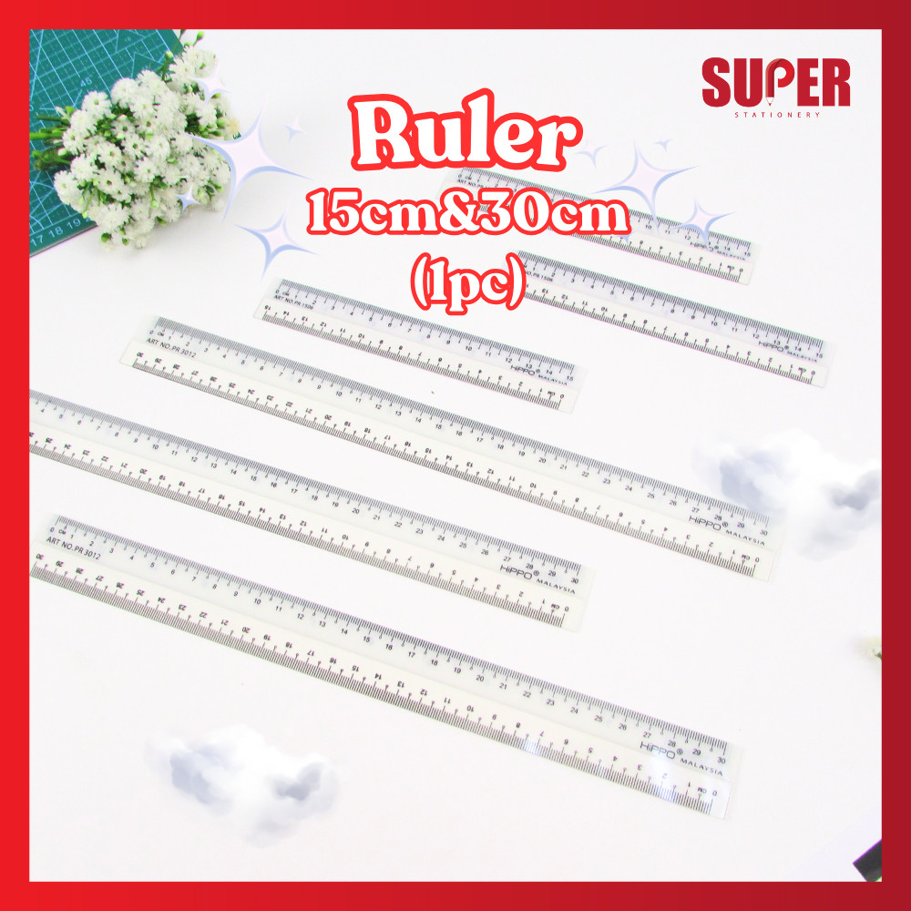 [super stationery] Hippo Pembaris Plastik Lurus / Straight Ruler Soft plastic ruler 15cm & 30 cm ...