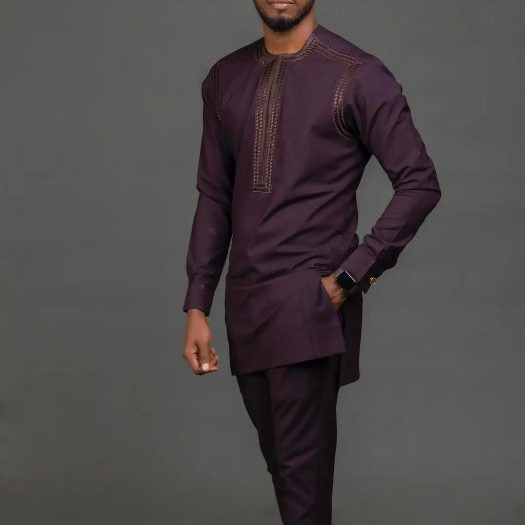 ColwaoKaftan African Style Suits for Men 2 Piece Set Embroidered Shirts ...