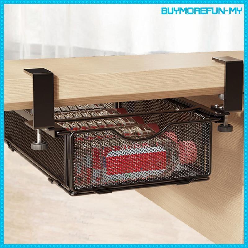 [BuymorefunMY] Office Under Desk Organizer Storage Clamp on for Pencils ...