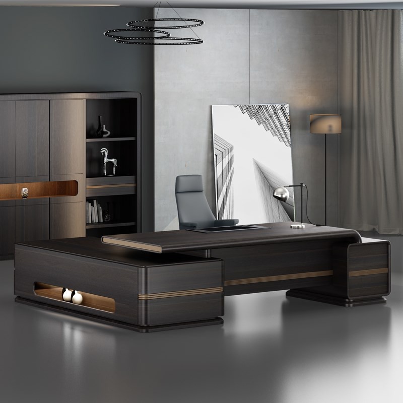 Perabot Pejabat Moden Meja Eksekutif Nordic Light Mewah Kayu Pepejal ...