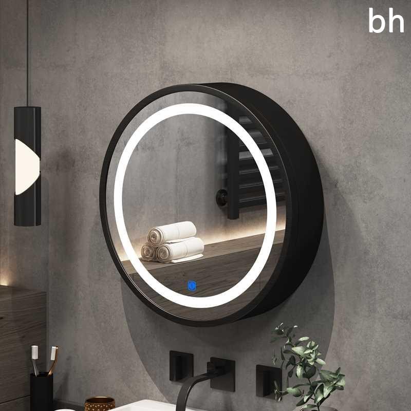 Kabinet cermin bilik mandi pintar yang dipimpin elips kayu solid bulat ...