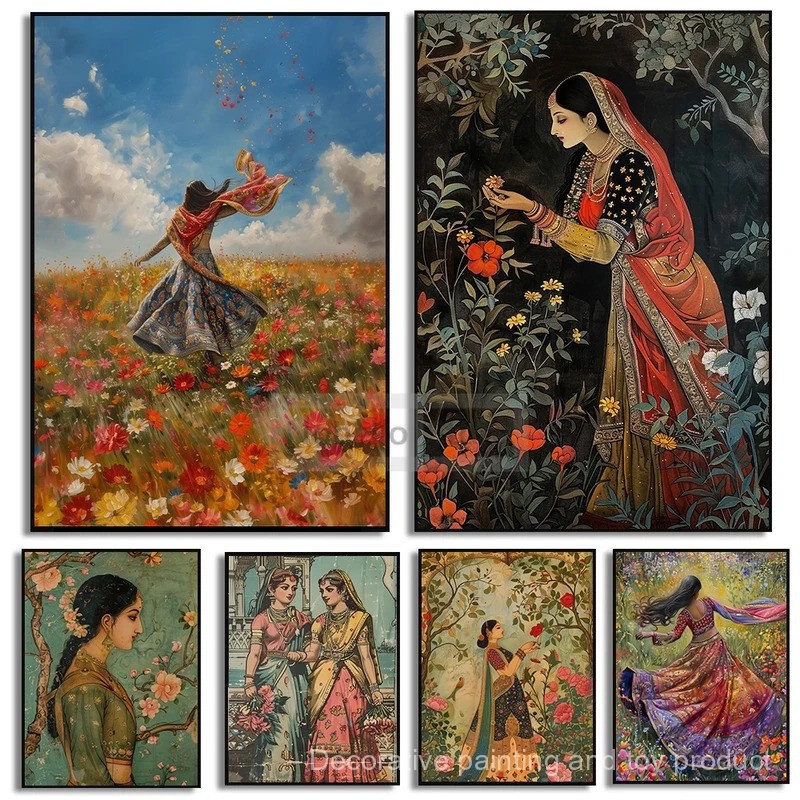 Indian Girl Posters Mughal Inspired Traditional Indian Pakistani Art ...