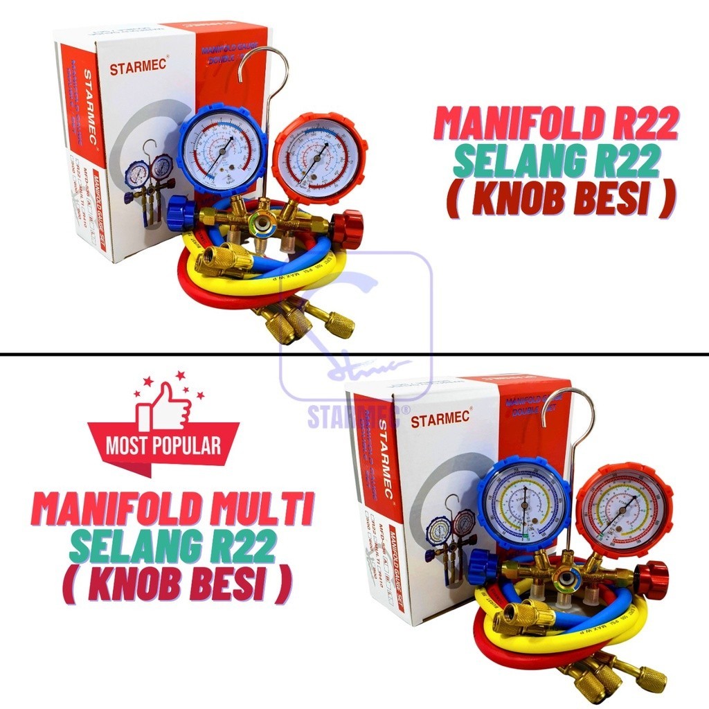 Manifold AC R22 R410 R32 Double+Hose R22 Coupler (Iron Nozzle) | Shopee Malaysia