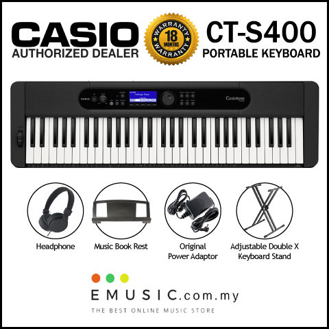 Casio CT-S400 61-Key Portable Keyboard With Headphone (Casiotone / CTS400 / CT S400) | Shopee ...