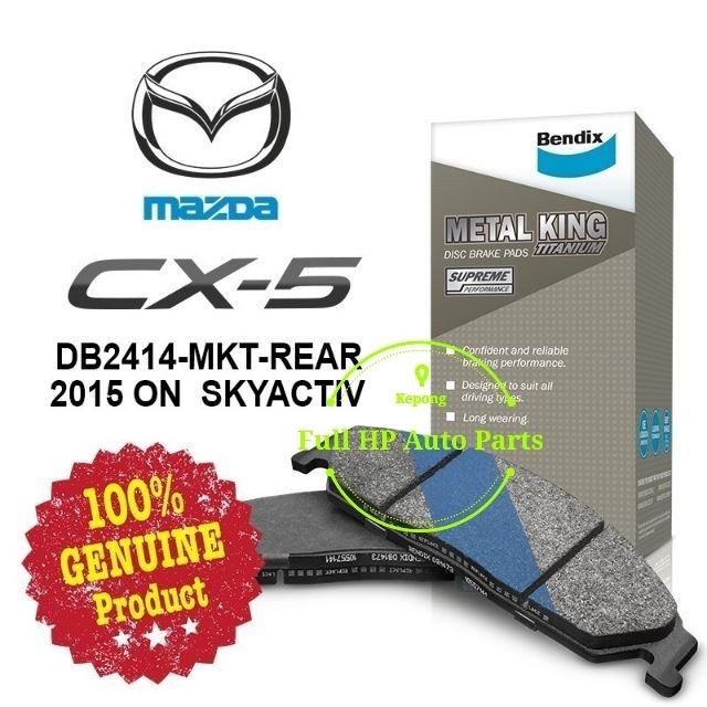 Original Bendix DB2414MKT Rear Brake Pad - Mazda CX-5 CX5 Skyactiv (E ...