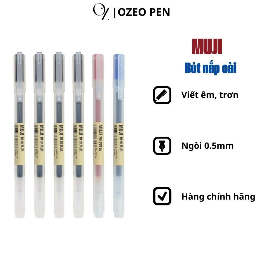 [Genuine] Muji gel Pen With Ink Cap Blue, Red, Black 0.5mm, High-Grade ...