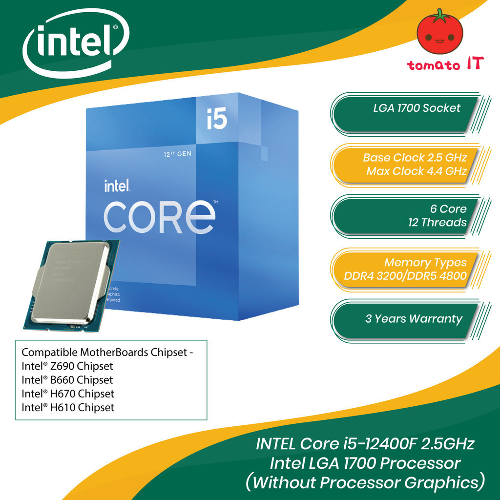 INTEL Core i5-12400F 2.5GHz LGA1700 Processor (Without Processor Graphics) | Shopee Malaysia