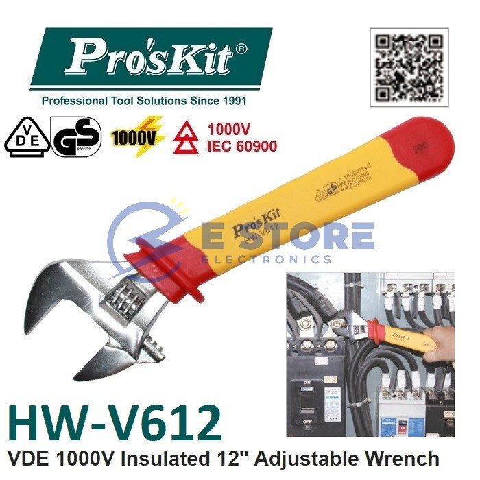 Pro'sKit HW-V612 VDE 1000V Insulated Adjustable Wrench - 300mm | Shopee ...