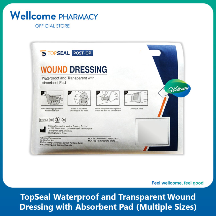 TopSeal Waterproof Wound Dressing with Absorbent Pad (6cm x 7cm / 7cm x 10cm / 9cm x 15cm / 10cm ...