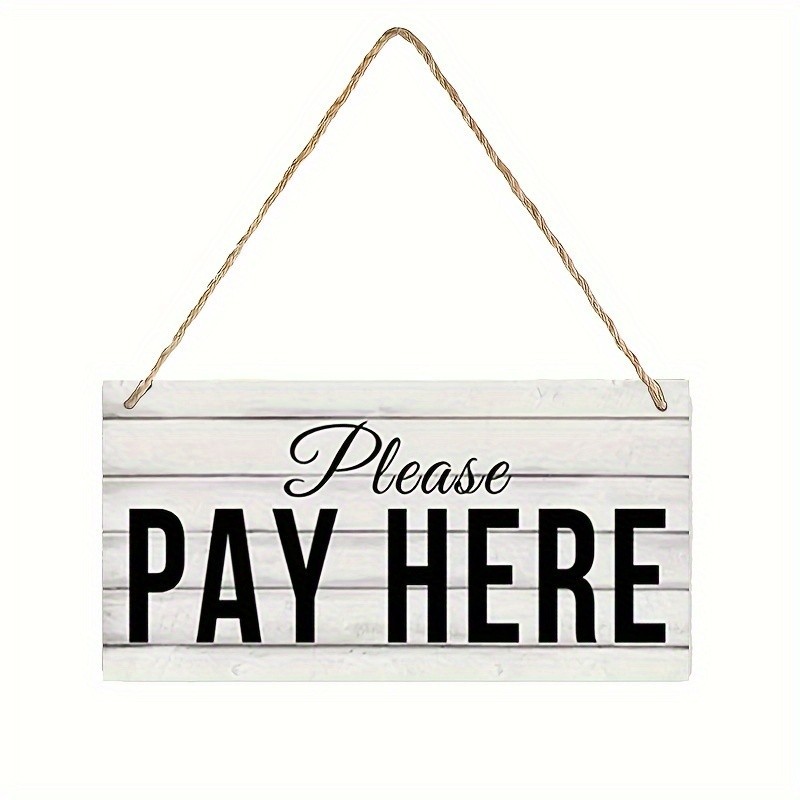 1pc Store Supermarket Shop Sign "Please Pay Here" Sign Wooden Wall ...