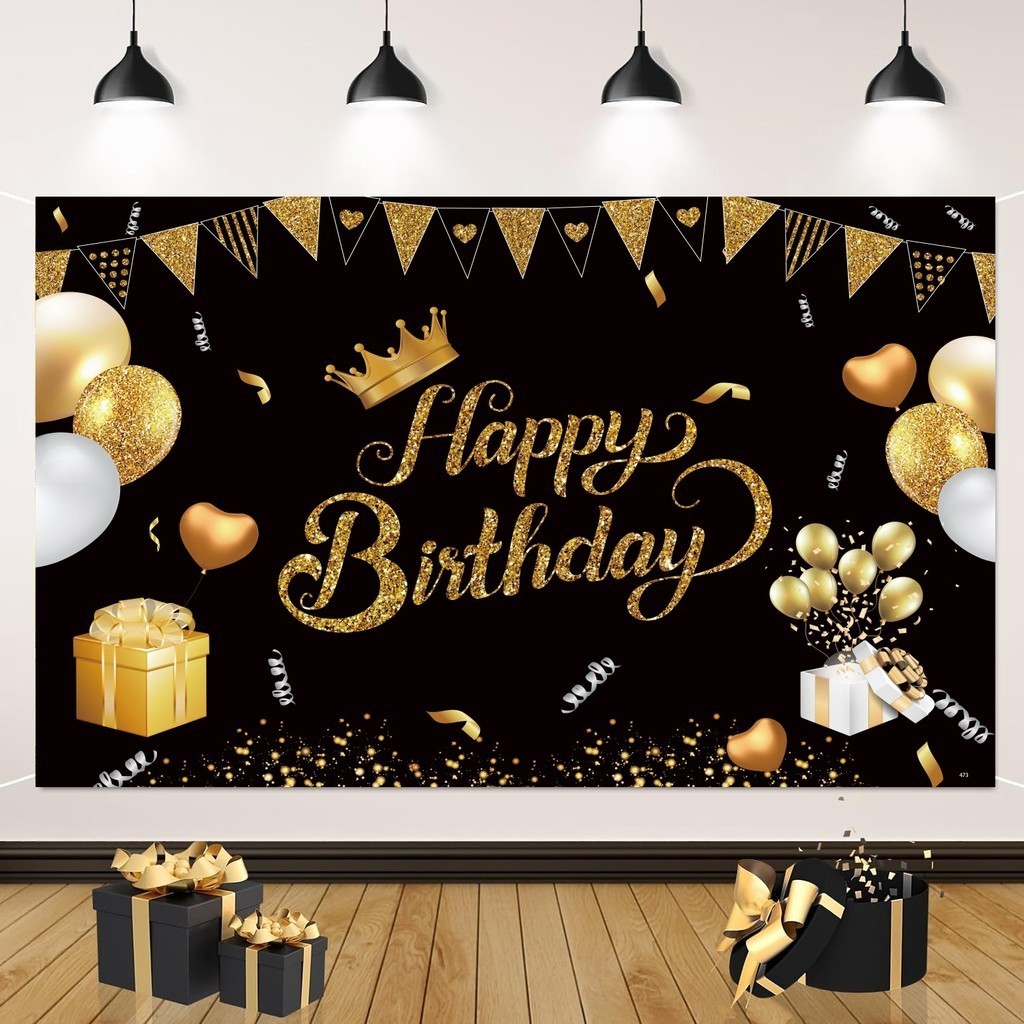 Happy Birthday Banner Backdrop For Birthday Hanging Cloth Wall Covering ...