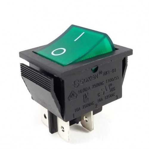 4-Pin SOKEN RK1-01 Premium On/Off Rocker Switch DPST 16A/250V With LED ...