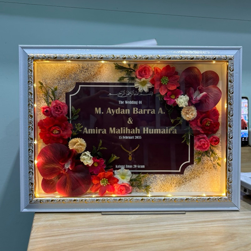 MAWAR Semi resin art gold wedding dowry frame, elegant luxury rose ...