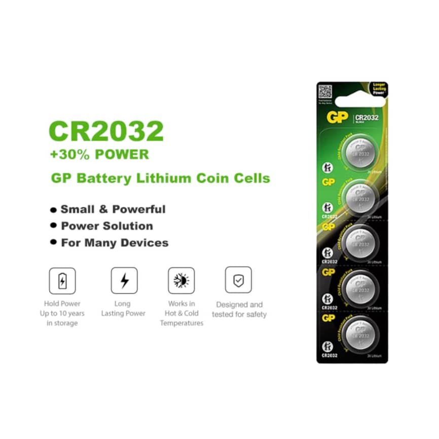 GP Lithium Coin Cells Battery CR2032 [ Card of 5s ] | Shopee Malaysia