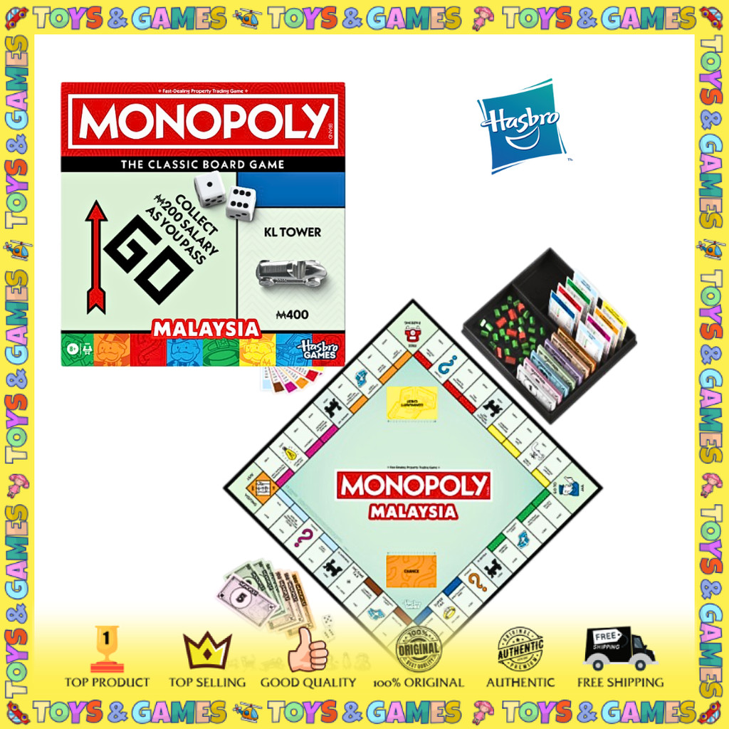 Monopoly MALAYSIA Board Game Classic with Storage Tray and Larger ...