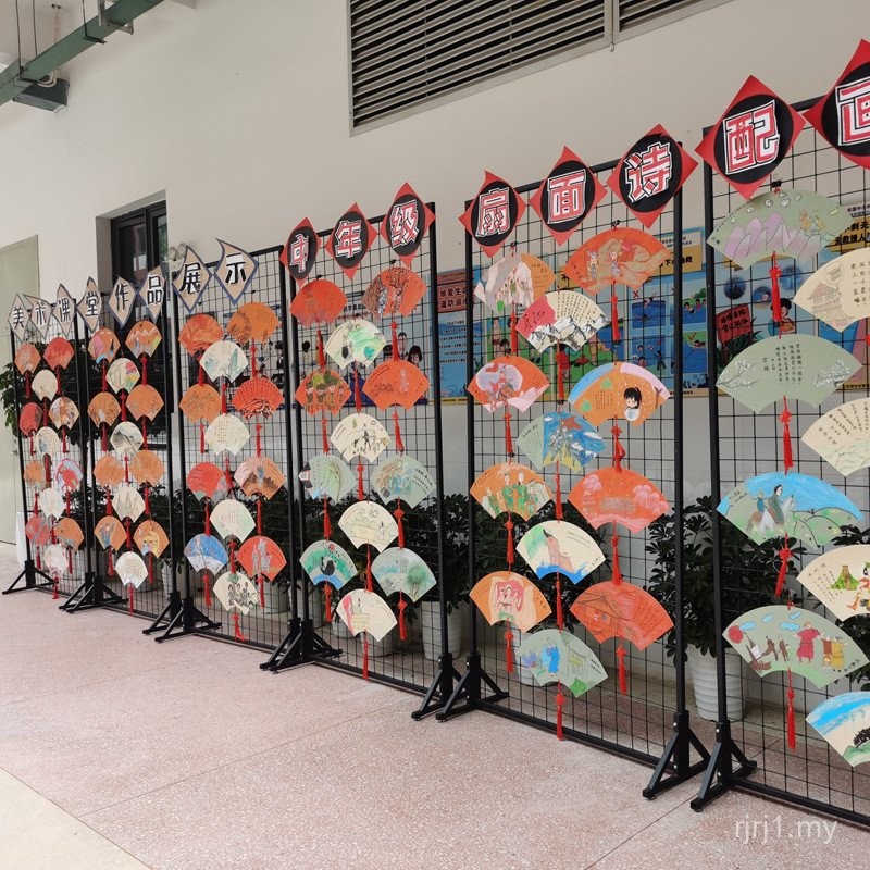 Wire Mesh Grid Hanging Net Rack Painting Exhibition Works Display Rack ...