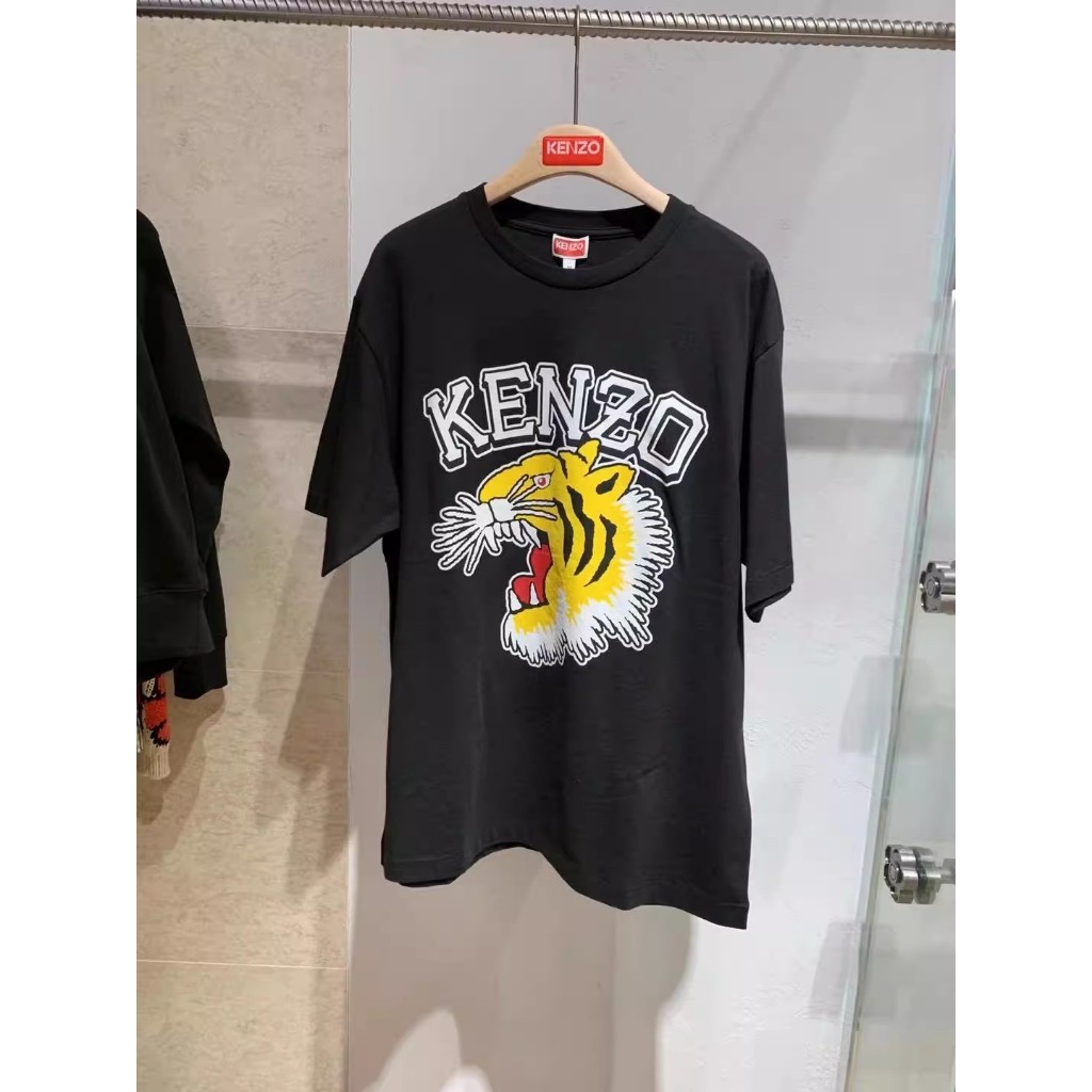 KENZO short sleeved T-shirt with round neck tiger head pattern ...