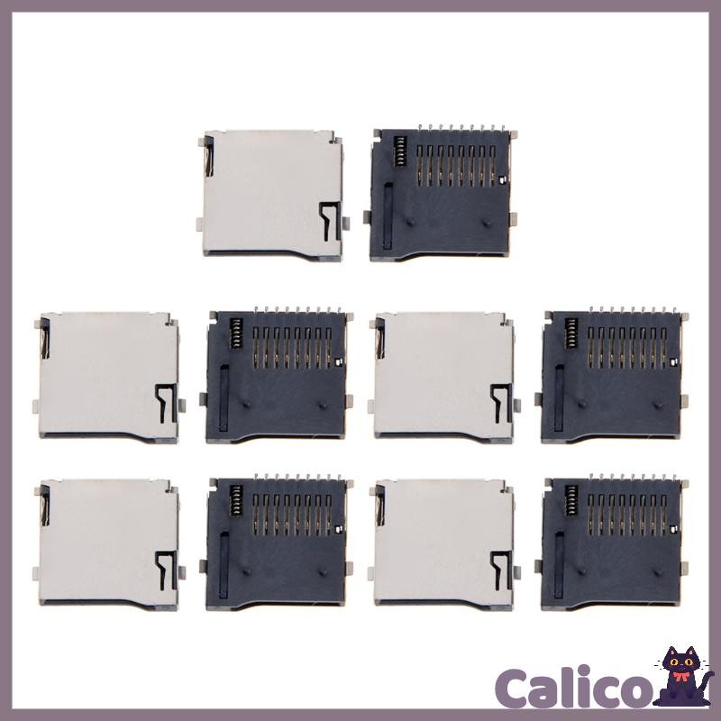 Cali 10 Pcs 9 Pin SD Card Socket Holder Spring Loaded Push Type PCB ...