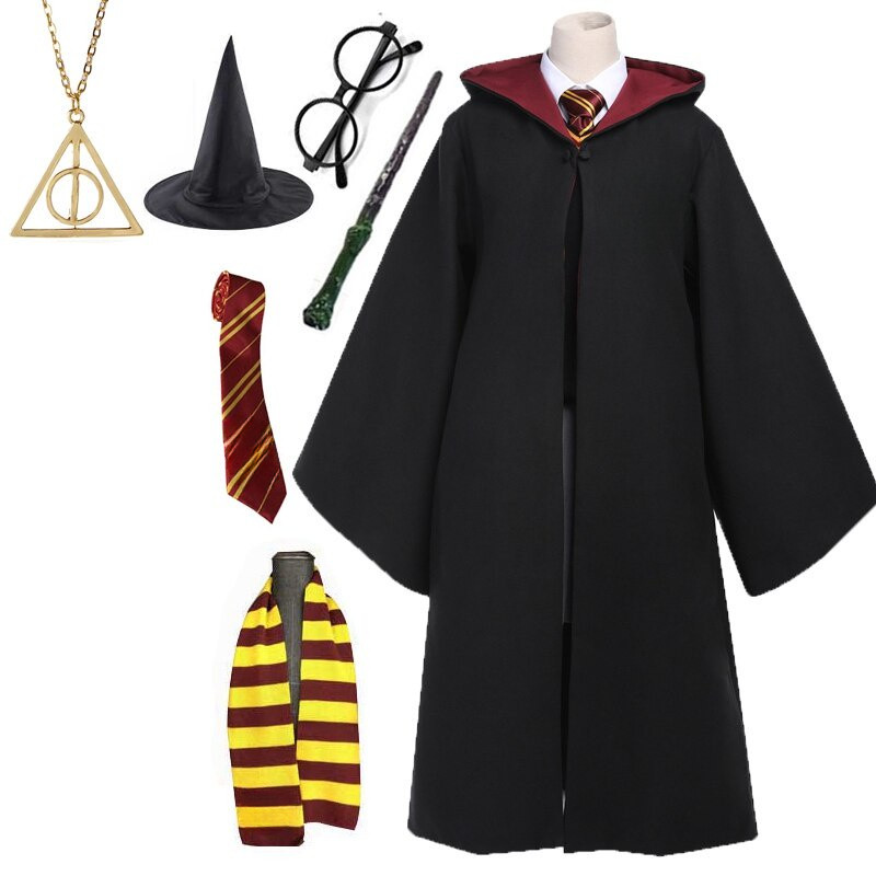 7 PCS Gry Magic School Magic Robe Role Play Costume Cloak cape set ...