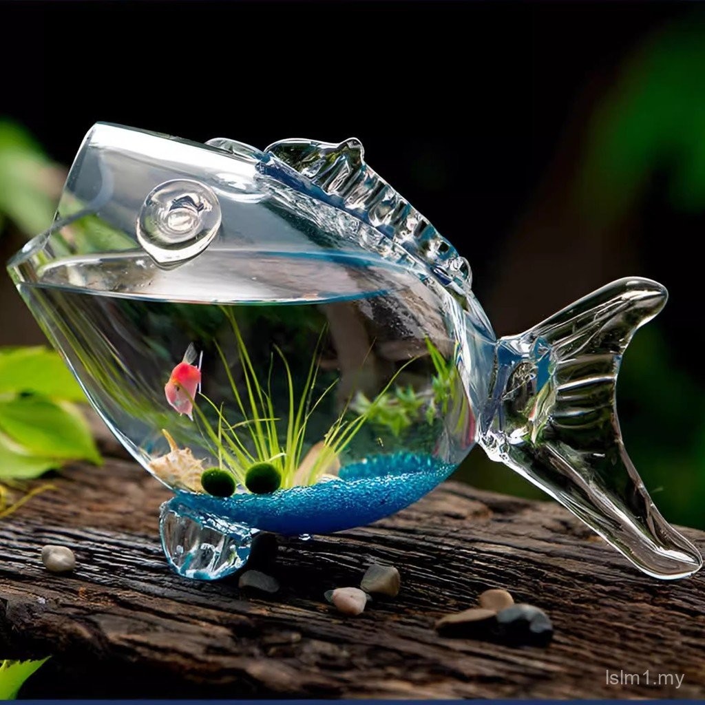 Creative Fish-Shaped Glass Fish Tank Transparent Handmade Goldfish Tank ...