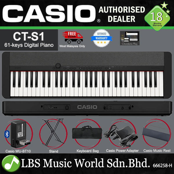 Casio CT-S1 61 Key Portable Keyboard Electronic Music Piano - Package A ...