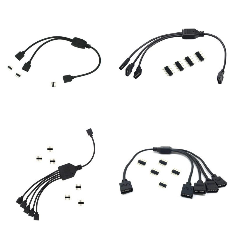 1pcs 4 Pin RGB Connector Cable 1 to 1 2 3 4 5 Female to Female Splitter ...
